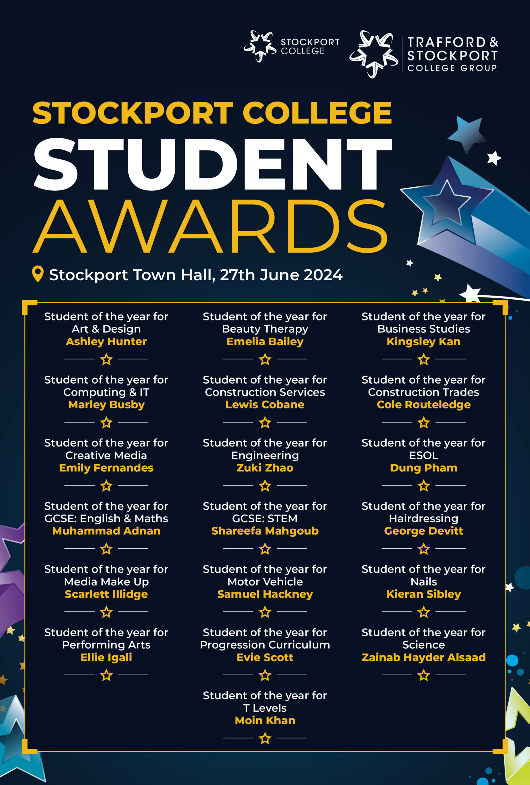 TSCG 2024 Student Awards for The Cheadle College, Marple Sixth Form ...